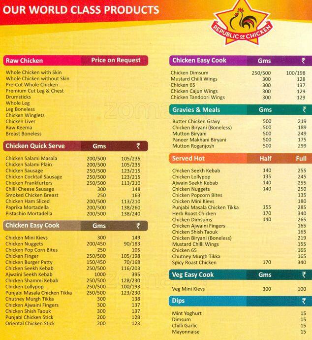Menu at Republic of Chicken, Faridabad, 200
