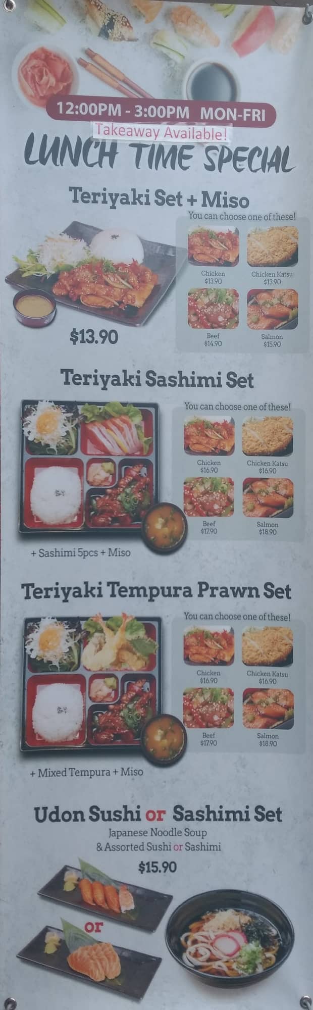 Menu at Sushi Maru restaurant, Blacktown, /17 Patrick St