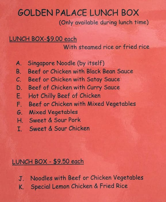 Menu at Golden Palace Chinese Restaurant (Order Online), Wantirna South