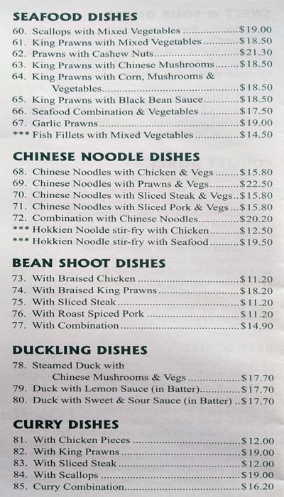 Menu at Golden Palace Chinese Restaurant (Order Online), Wantirna South