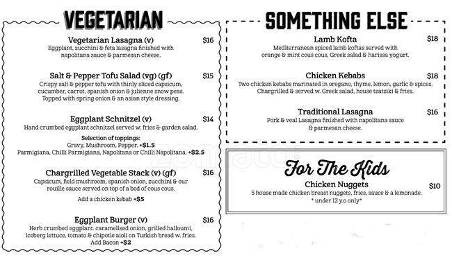 Menu at Edinburgh Castle Hotel pub & bar, Adelaide