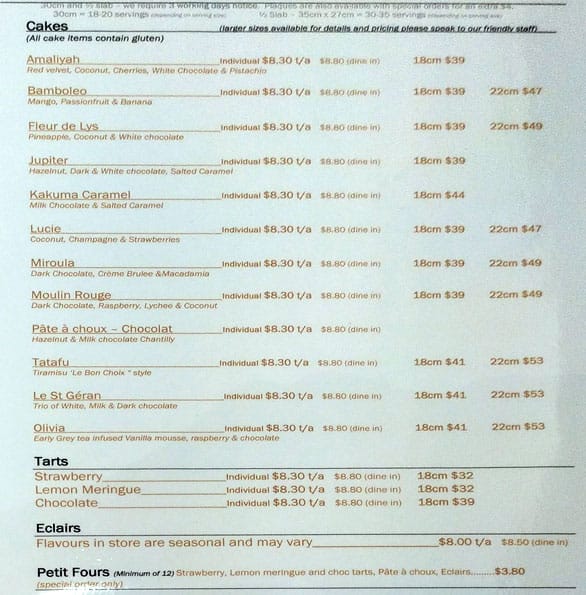 Menu at Le Bon Choix cafe, Carindale, Westfield Carindale Shopping Centre