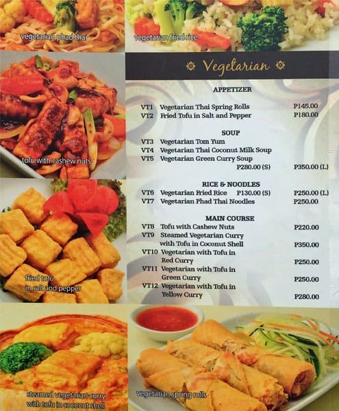 Menu at Siam restaurant, Cebu City, 1st Level