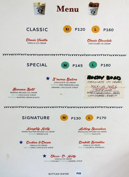 Menu at Below 35° desserts, Pasay