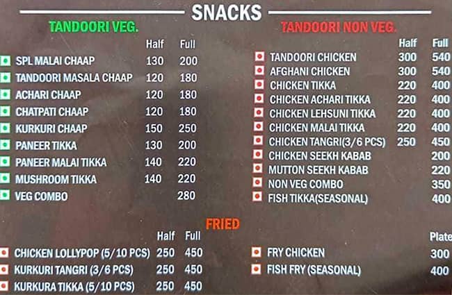 Menu of Happy Punjab, Raj Nagar, Ghaziabad