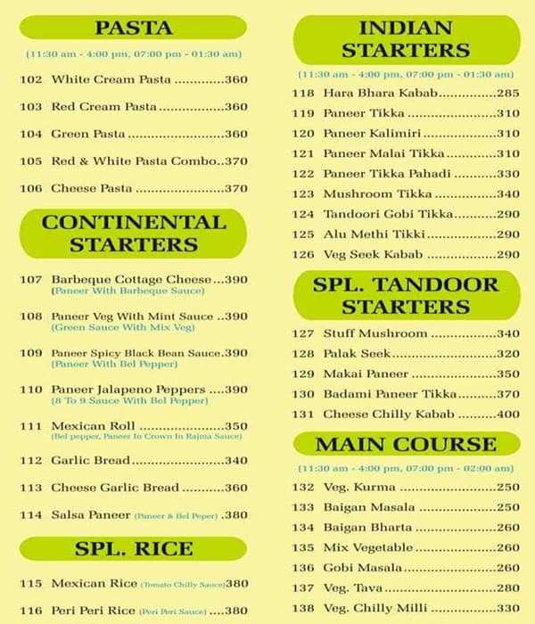 Menu of Achija, Kharghar, Navi Mumbai