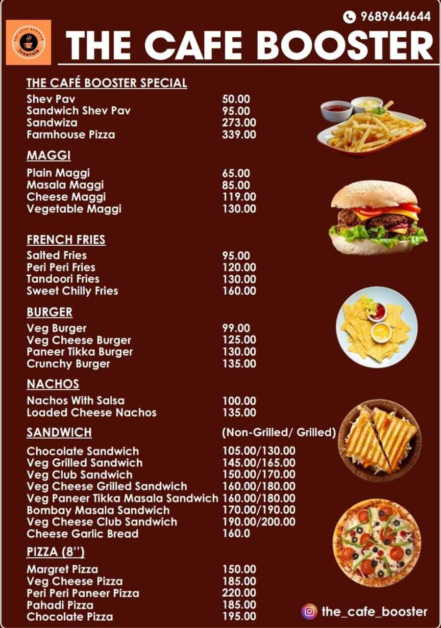 Menu of The Cafe Booster, Lonavala, Pune