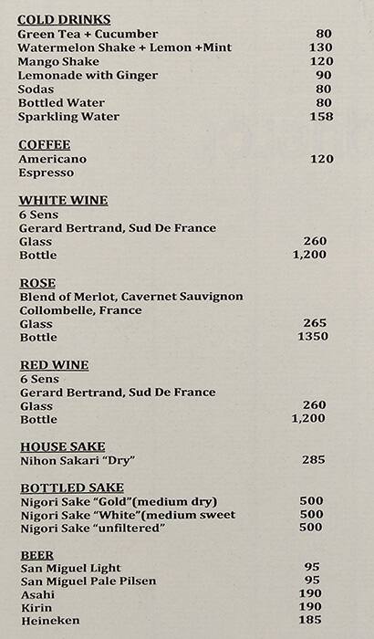 Menu at Isogi by Kai restaurant, Makati