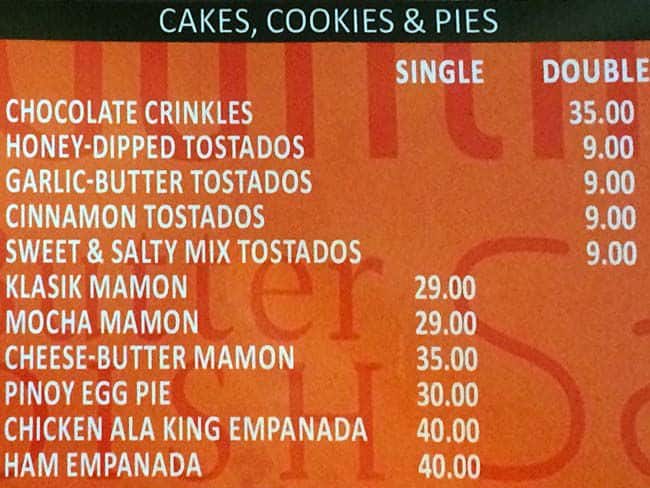 Menu at Balai Pandesal, Makati, Dela Rosa Car Park 2