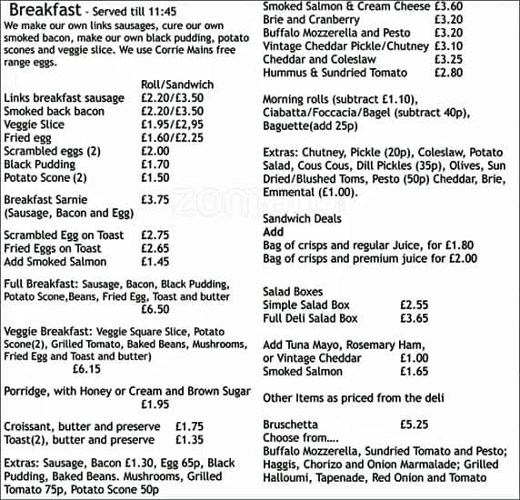 Menu at Gusto & Relish cafe, Glasgow