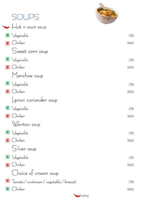 Menu of Blue Fox, Ameerpet, Hyderabad