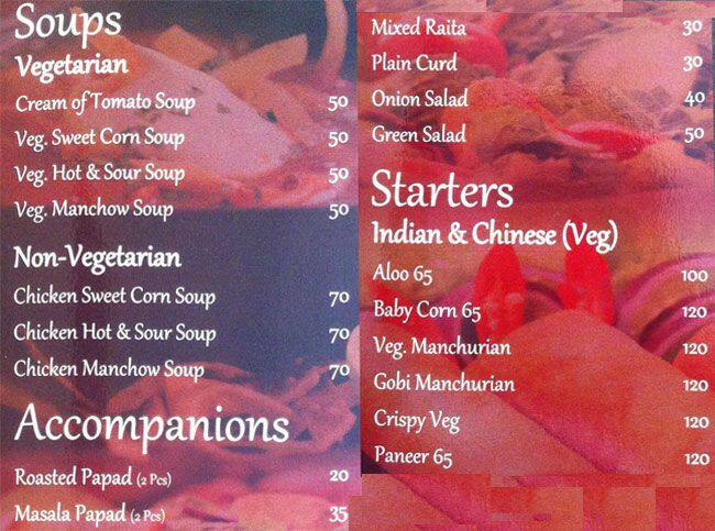 Menu at Chef's Adda, Hyderabad, C9X4+HG5