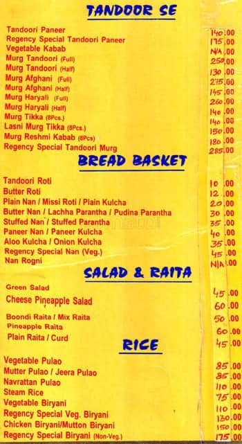Menu at Regency Restaurant & Banquets, Gurugram Rural