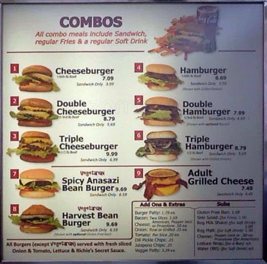 Menu at Richie's Burger Urge fast food, Poulsbo