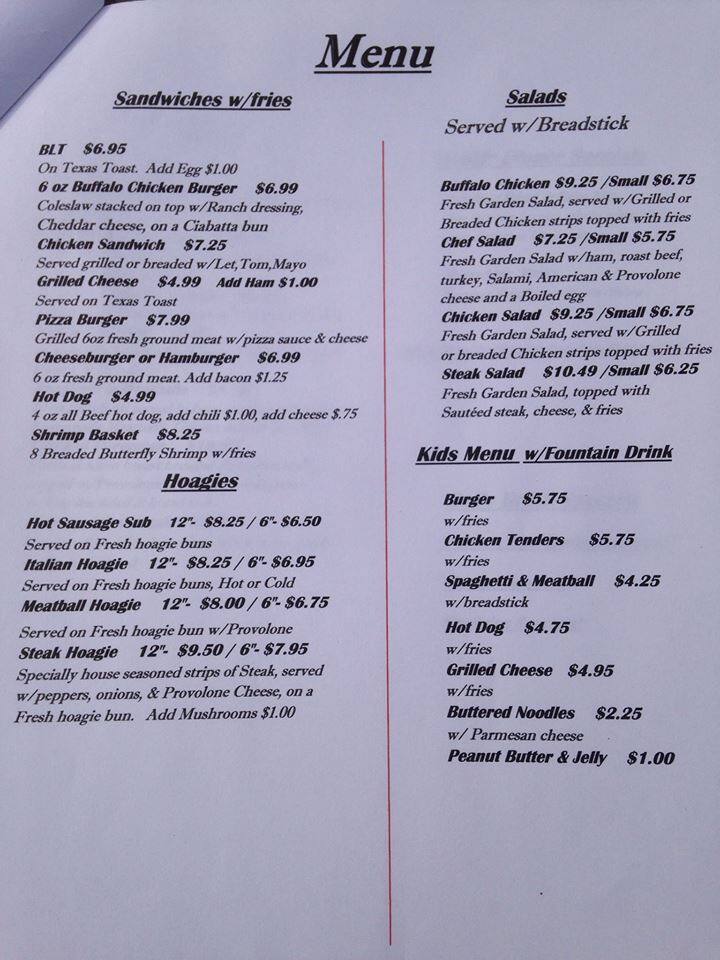Menu at Stoney Point Restaurant and Lounge, Jefferson, Jefferson Rd