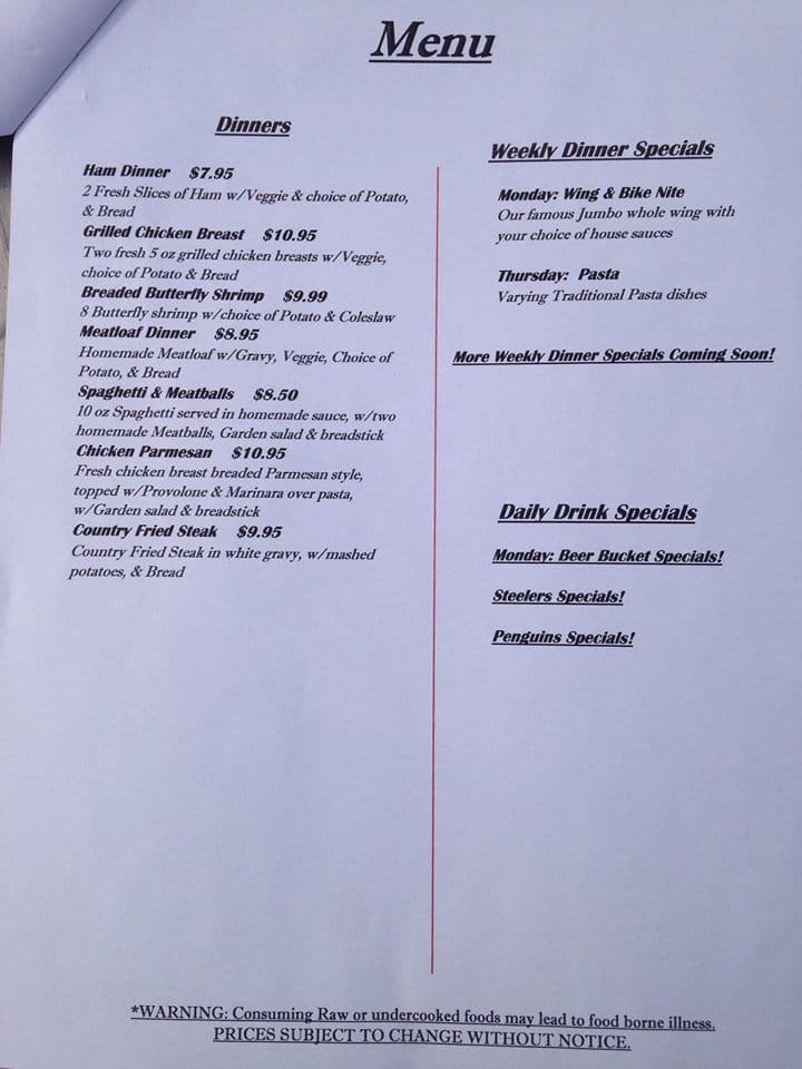 Menu at Stoney Point Restaurant and Lounge, Jefferson, Jefferson Rd
