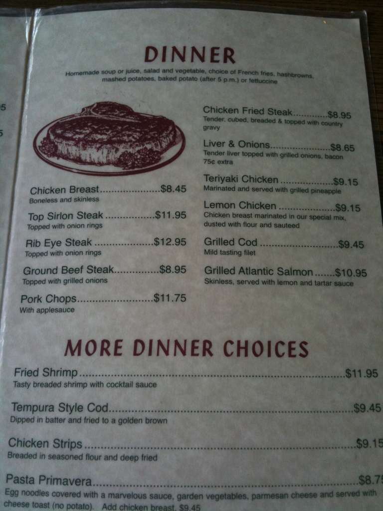 Menu at Little Wonder Cafe, Richfield