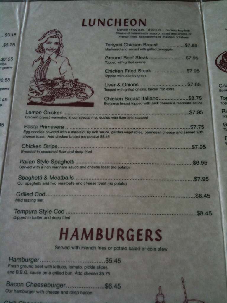 Menu at Little Wonder Cafe, Richfield