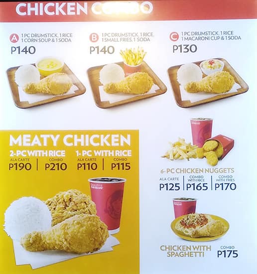 Menu at Wendy's fast food, Pasay, Andreas Ave