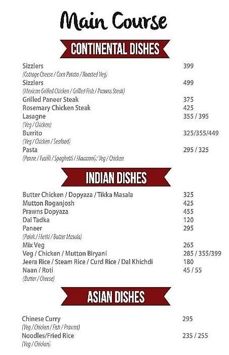 Menu at The Devil's Cut, Hyderabad