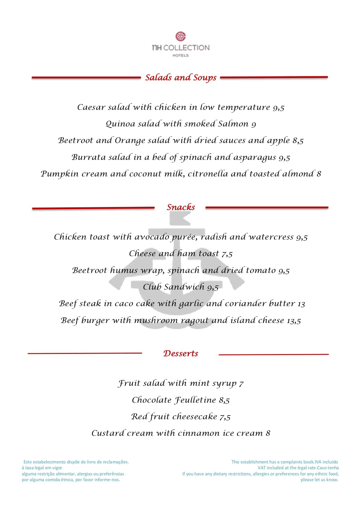 Menu em Bistrô 180, Lisboa