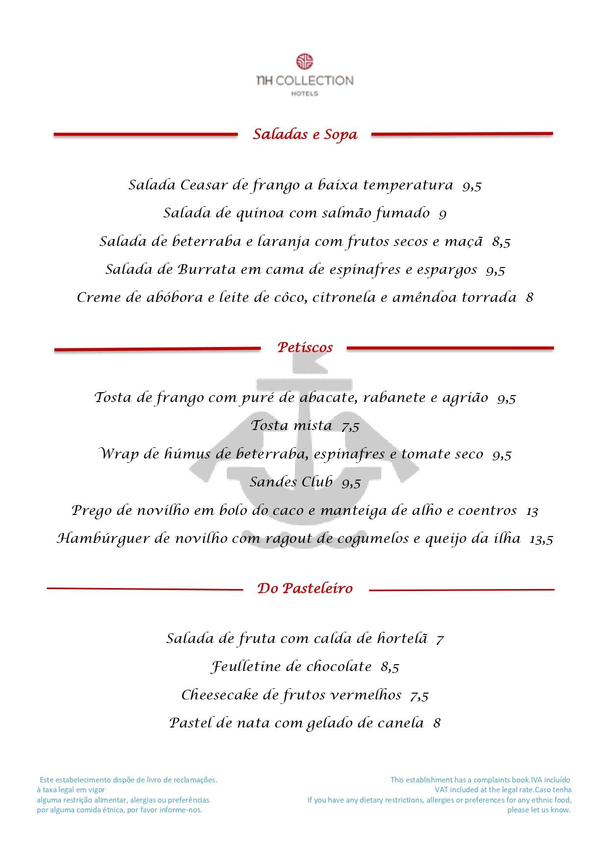 Menu em Bistrô 180, Lisboa