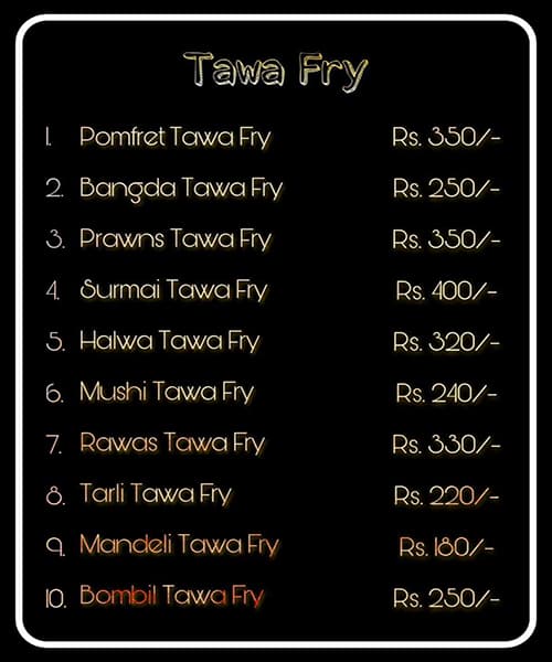 Menu of Tawa Fry, Mira Road, Mumbai