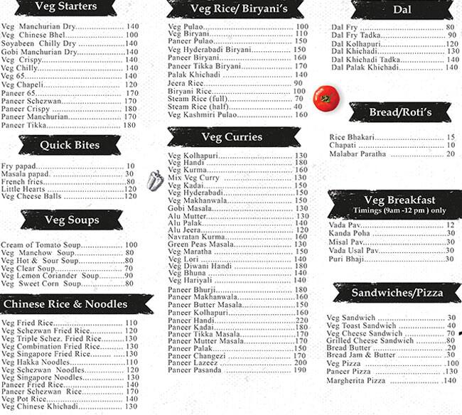 Menu of The Fusion 8, Vasai, Mumbai