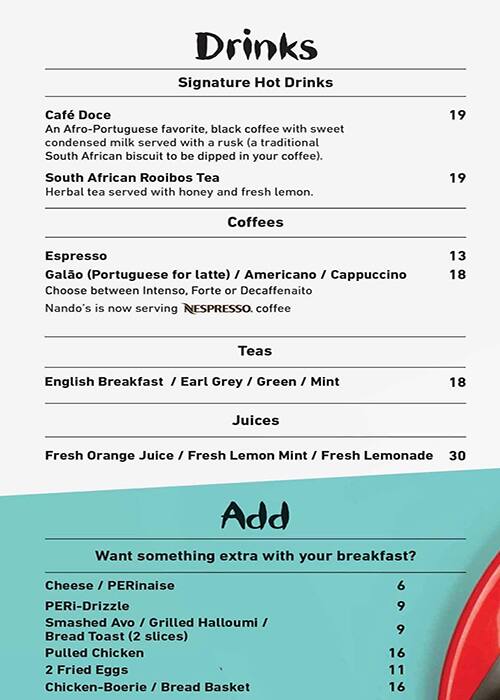 Menu of Nando's - Dubai Mall, Downtown Dubai, Dubai