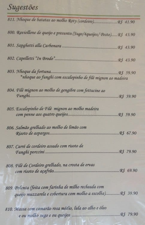 Menu em Cantina da Massa restaurante, Brasília, Asa Sul CLS 302 Bl A Lj ...