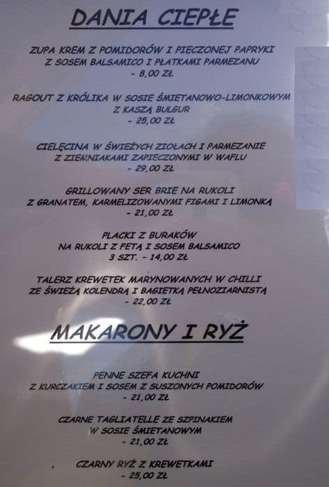 Menu at Sweet Corner Warsaw, Warsaw