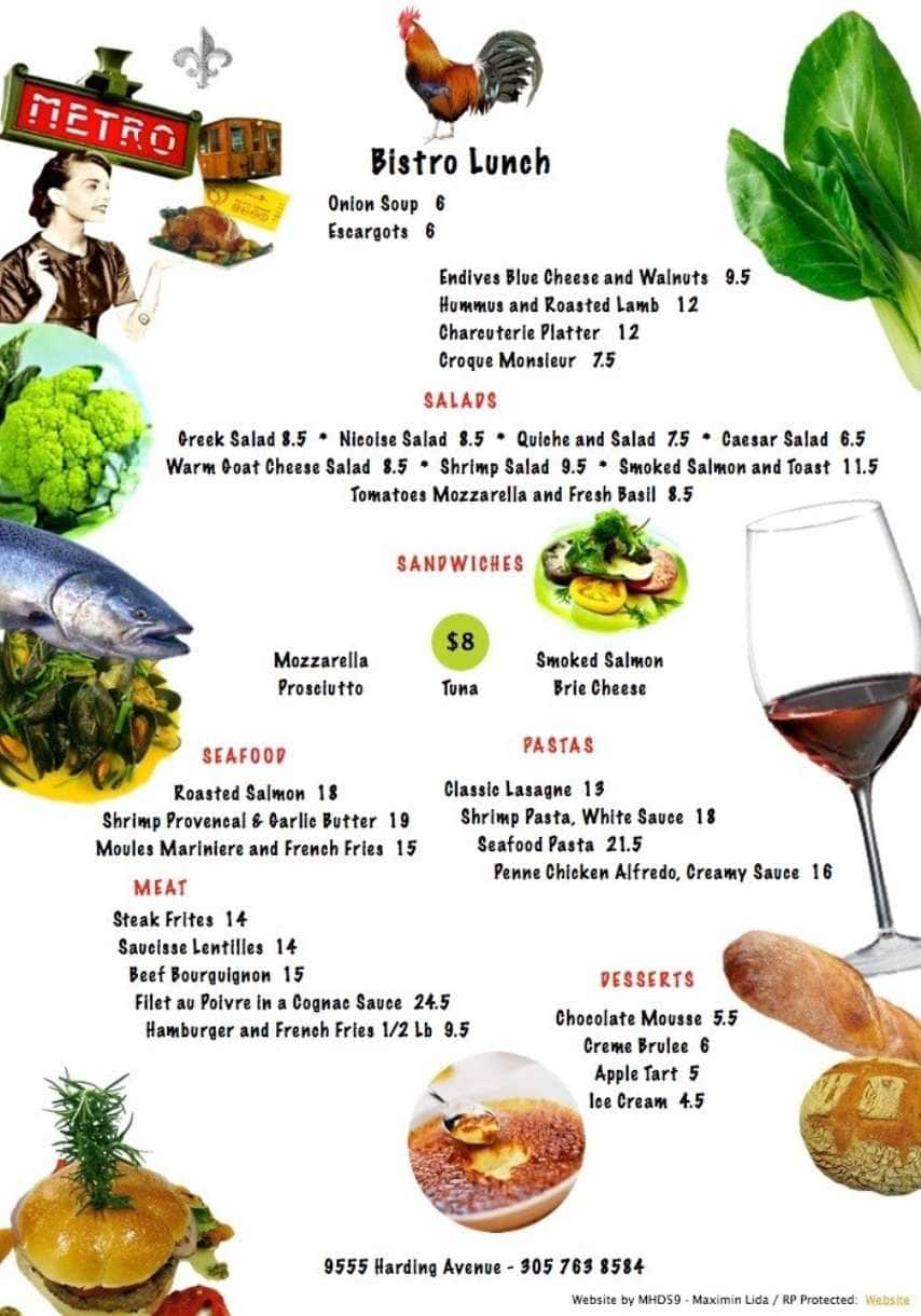 Bistro Menu, Menu for Bistro, Surfside, Miami - Urbanspoon/Zomato
