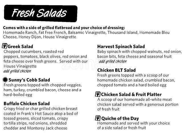 Menu at Sunny Street Cafe, Haltom City, Western Center Blvd #370