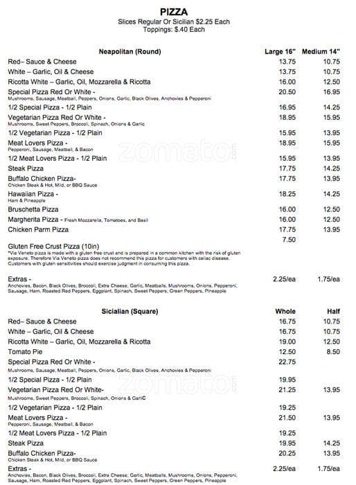 Via Veneto Pizza Menu, Menu untuk Via Veneto Pizza, Norristown ...