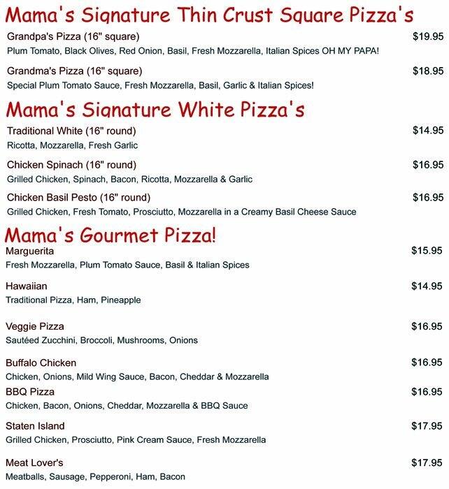 Menu at Mama's Italian - Restaurant & Bar, Matthews