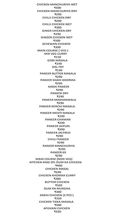 Menu at Kitchen king restaurant, Hyderabad