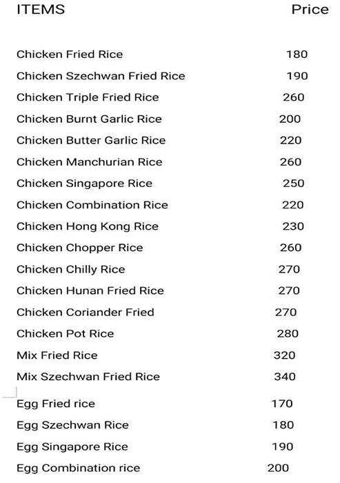 Menu of Silver Wok Kitchen, Malad West, Mumbai