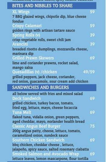 Menu at Sundeck Pool Bar, Dubai