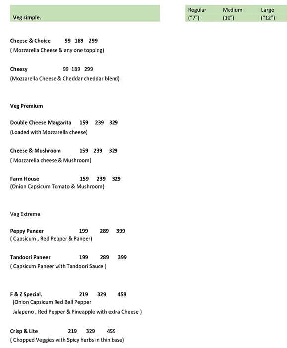 Menu of Friends Zone, Khanpur, New Delhi