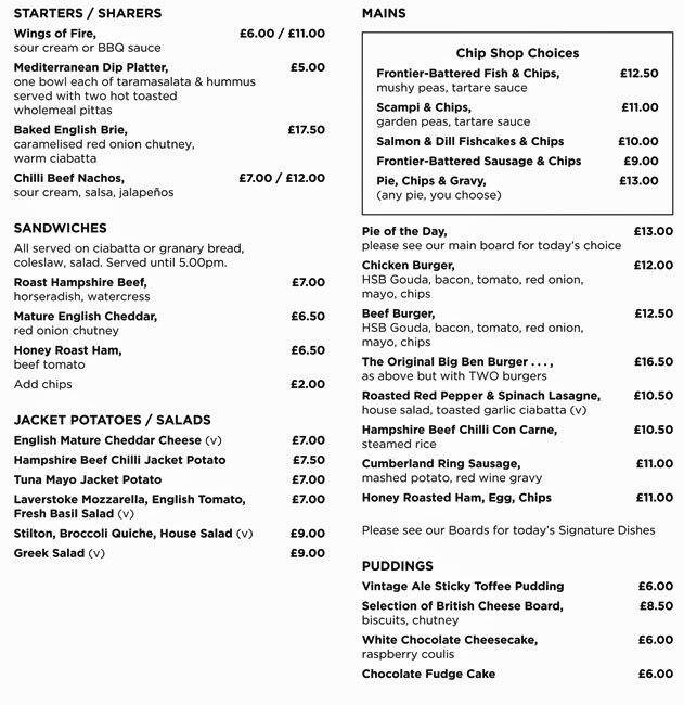 Menu at The Swan pub & bar, London, 66 Bayswater Road