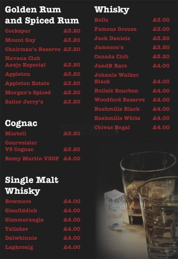 Menu at The Blue Eyed Maid pub & bar, London