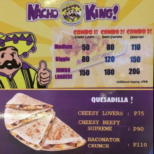 Nacho King Menu, Menu for Nacho King, Greenhills, San Juan City ...