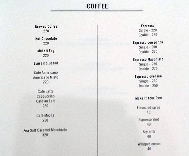 Menu at Café Macaron desserts, Makati