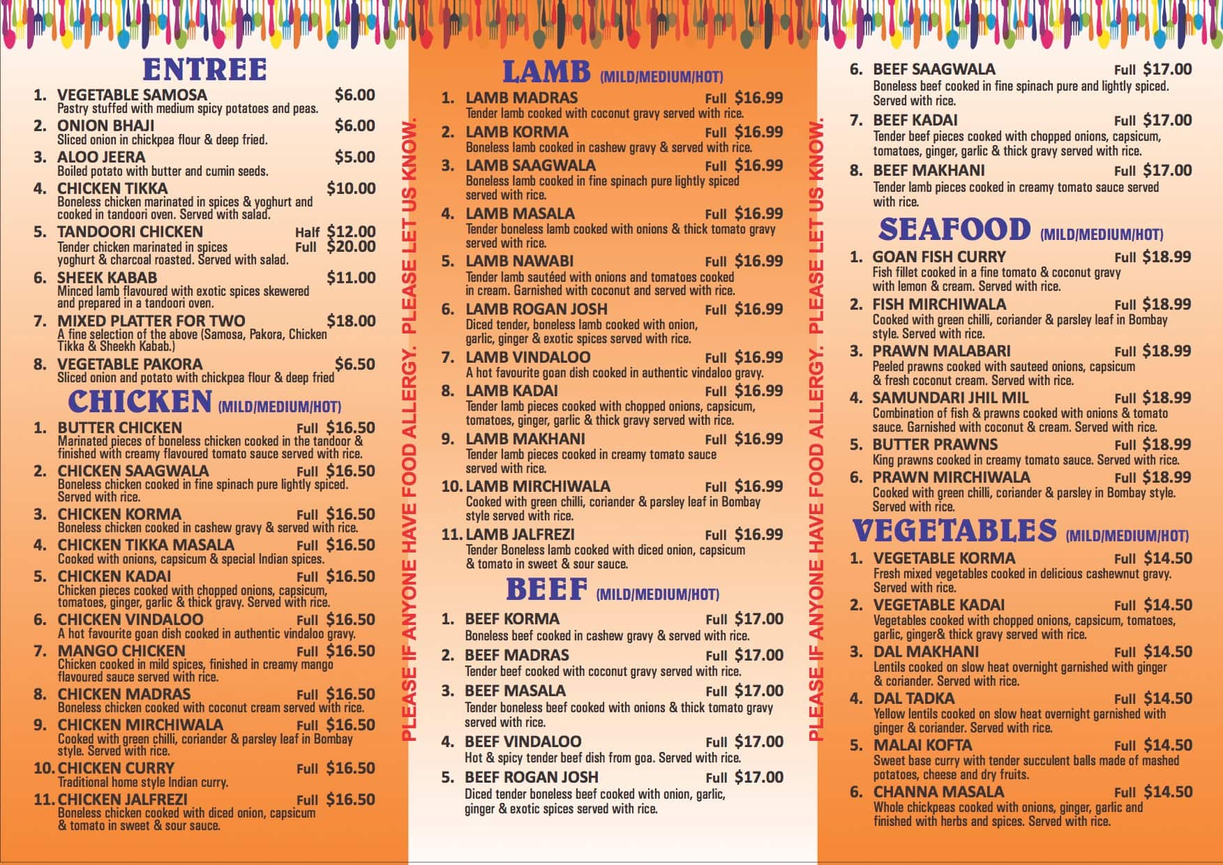 Menu at Himalaya Indian Takeaway & Restaurants, Auckland