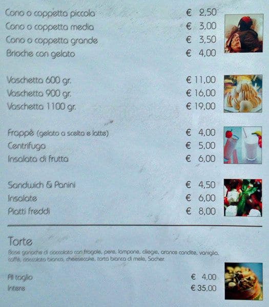 Menu at Ricci pub & bar, Milan