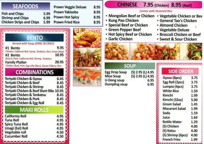 Menu at Joy Teriyaki restaurant, Silverdale