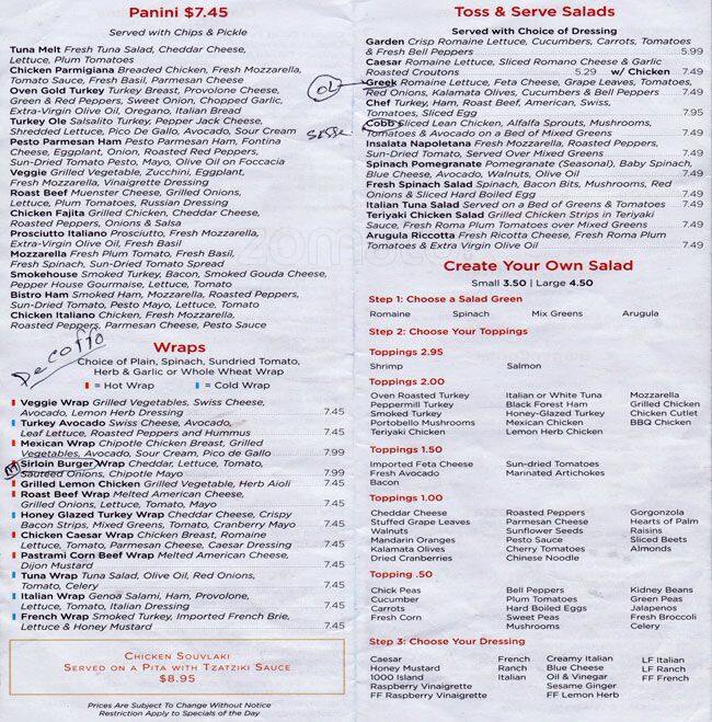 french bread factory menu