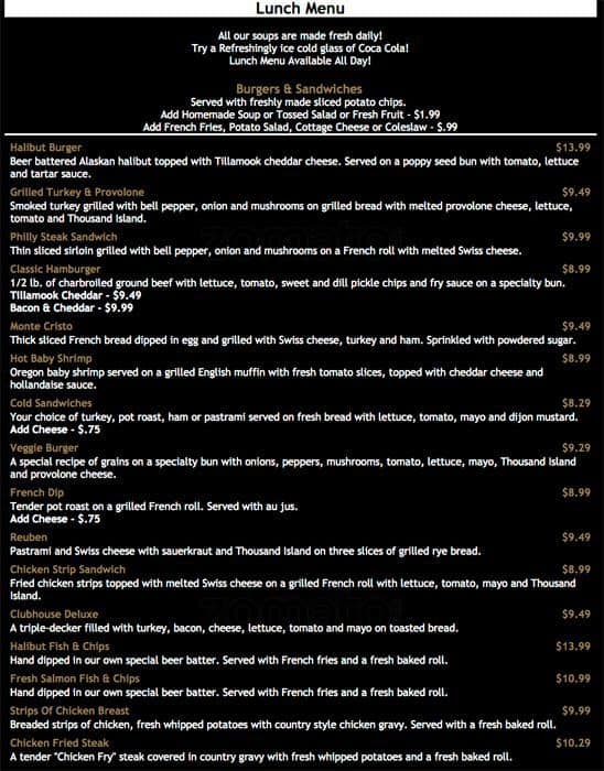 Menu at Francis Xavier's Restaurant, Portland