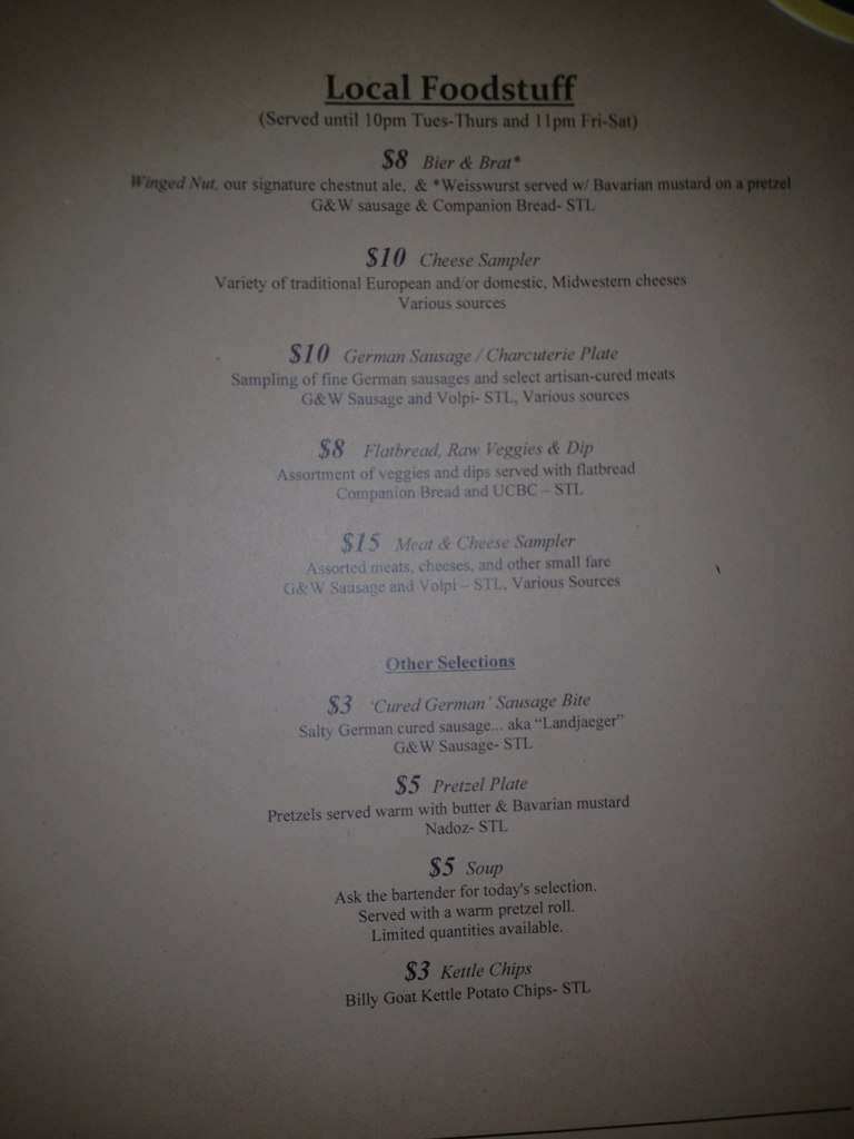 Menu at Urban Chestnut Midtown Brewery and Biergarten restaurant, St ...
