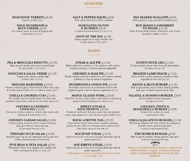 Menu at Admiral Rodney Southwell pub & bar, Southwell